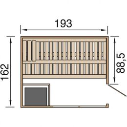 Weka Sauna Elementsauna KEMI mit Panorama-Glasfront, mit 7,5 kW BioS Ofen, 193x162 cm