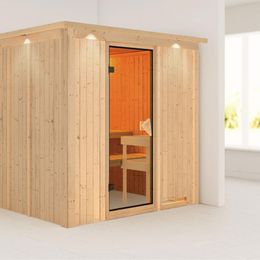 Karibu Sauna Daria, ohne Ofen, bronziert,Ganzglast&uuml;r,mit Dachkranz