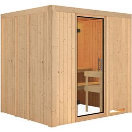 Karibu Sauna Daria, ohne Ofen, Ganzglast&uuml;r,Klarglas,ohne Dachkranz