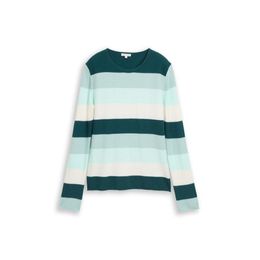 Tom Tailor Pullover in green mint white stripe | Gr.: XS