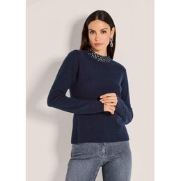 Madeleine Mode MADELEINE Eleganter Wollpullover mit Stehkragen in marine | Gr.: 44