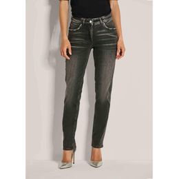 Madeleine Mode MADELEINE Schmale Five-Pocket-Jeans mit Glitzer in black denim | Gr.: 42