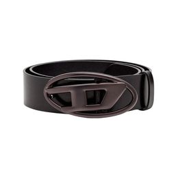 Diesel G&uuml;rtel - Black Leather Belt With Geometric Oval Buckle - Gr. 105 - in Schwarz - f&uuml;r Damen