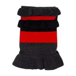 Simone Rocha T&uuml;cher & Schals - Ruffled Edge Wool Scarf With Striped Design - Gr. unisize - in Schwarz - f&uuml;r Damen
