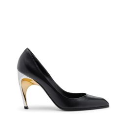 Alexander McQueen Hohe Schuhe - Pointed Toe Heeled Shoes With Metallic Heel - Gr. 38 (EU) - in Schwarz - f&uuml;r Damen