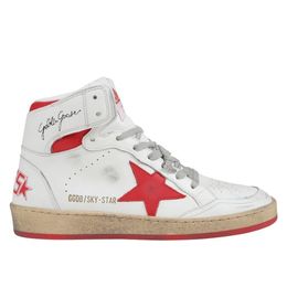 Golden Goose Deluxe Brand Golden Goose Low-Top Sneaker - White High-Top Sneakers With Red Details - Gr. 40 (EU) - in Wei&szlig; - f&uuml;r Damen