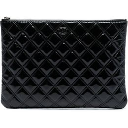 Chanel Clutches - Medium Quilted Patent Double Stitch O Case Clutch - Gr. unisize - in Schwarz - f&uuml;r Damen