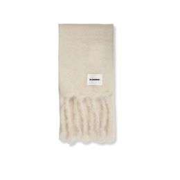 Jil Sander T&uuml;cher & Schals - Boucl&eacute; Fringe Edge Logo Scarf - Gr. unisize - in Beige - f&uuml;r Damen