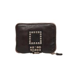 Campomaggi Portemonnaie - Compact Leather Wallet With Stud And Rhinestone Ac - Gr. unisize - in Schwarz - f&uuml;r Damen