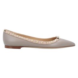 Valentino Rockstud Ballerina Flats With Silver Stud Embellis - Gr. 38 (EU) - in Grau