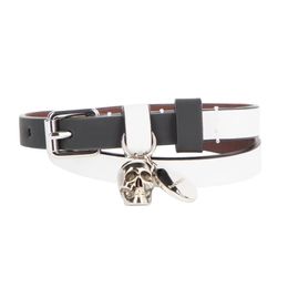 Alexander McQueen Armband - Skull Leather Bracelet - Gr. ONE SIZE - in Schwarz - f&uuml;r Damen