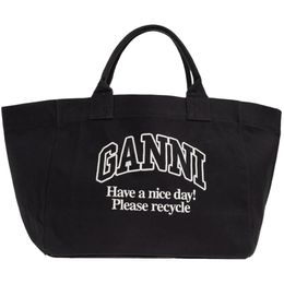 Ganni Shopper & Totes - Xxl Pocket Shopper Bag - Cotton - Black - Gr. unisize - in Grau - f&uuml;r Damen