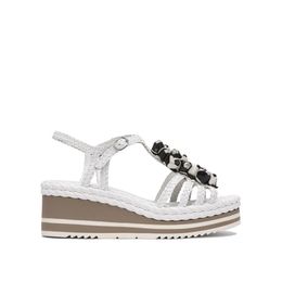 Pons Quintana Sandalen - Braided Strap Sandals With Platform Sole - Gr. 36 (EU) - in Wei&szlig; - f&uuml;r Damen