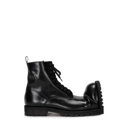 Comme des Gar&ccedil;ons Comme des Garcons Stiefel - Folded Toe Lace-Up Boots In Premium Cowhide Leathe - Gr. 9 - in Schwarz - f&uuml;r Damen