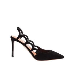 Aquazzura Hohe Schuhe - Suede Black Decollete' Bootie Pump 85 - Gr. 38,5 (EU) - in Schwarz - f&uuml;r Damen