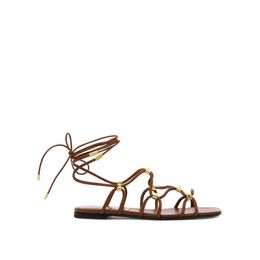 Valentino Garavani Sandalen - Leather Sandals With Knot Detailing - Gr. 36 (EU) - in Braun - f&uuml;r Damen