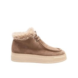 Attilio Giusti Leombruni Agl Low-Top Sneaker - Fergus Suede Sneaker With Sheepskin Lining Taupe - Gr. 38 (EU) - in Braun - f&uuml;r Damen