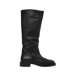 Copenhagen Stiefel - Knee-High Black Leather Copenaghen Boots With Mini - Gr. 38 (EU) - in Schwarz - f&uuml;r Damen