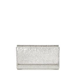 Amina Muaddi Clutches - Mini Satin Clutch With Detachable Chain Strap - Gr. unisize - in Silber - f&uuml;r Damen