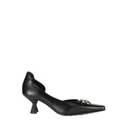 Marine Serre Hohe Schuhe - Black Slip-On Shoe With Gold Logo Plaque - Gr. 39 (EU) - in Schwarz - f&uuml;r Damen