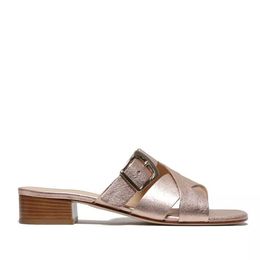 La Sellerie Sandalen - Copper Leather Slipper With Cross And Golden Buckl - Gr. 36 (EU) - in Braun - f&uuml;r Damen