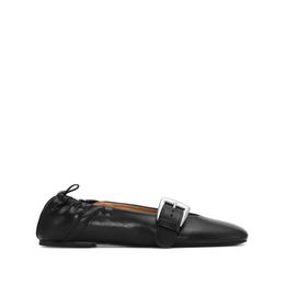 Ganni Pointed-Toe Ballerina Flats With Buckle Detail - Gr. 37 (EU) - in Schwarz