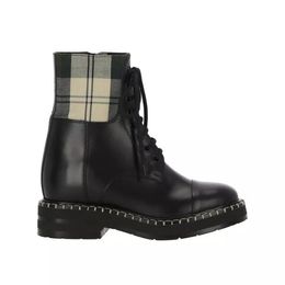 See by Chlo&eacute; See By Chlo&eacute; Stiefel - Plaid Fabric Top Leather Body Ankle Boots - Gr. 35 (EU) - in Schwarz - f&uuml;r Damen