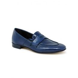 Blue Leather Flat Loafers - Gr. 39 (EU) - in Blau