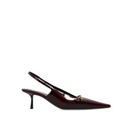 SAINT LAURENT Hohe Schuhe - Patent Leather Slingback Pumps With Gold-Tone Hard - Gr. 35 (EU) - in Schwarz - f&uuml;r Damen