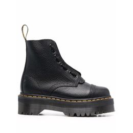 Dr. Martens Stiefel - Black Leather Platform Boots - Gr. 38 (EU) - in Schwarz - f&uuml;r Damen