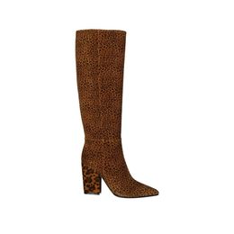 Sergio Rossi Stiefel - Leopard-Print Leather Boots With Pointed Toe And C - Gr. 36 (EU) - in Braun - f&uuml;r Damen