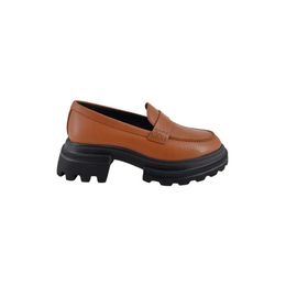 Hogan Hohe Schuhe - Brown Leather Loafers With Chunky Sole - Gr. 38,5 (EU) - in Braun - f&uuml;r Damen