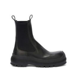 Jil Sander Stiefel - Slip-On Ankle Boots With Embossed Logo - Gr. 37 (EU) - in Schwarz - f&uuml;r Damen