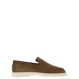 Tod's Tod's Loafer - Brown Suede Moccasin Slipper With Embossed Monogra - Gr. 7_5 - in Braun - f&uuml;r Damen