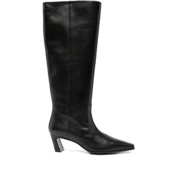 Stuart Weitzman Stiefel - Knee-High Ankle Boots With Pointed Toe - Gr. 37 (EU) - in Schwarz - f&uuml;r Damen