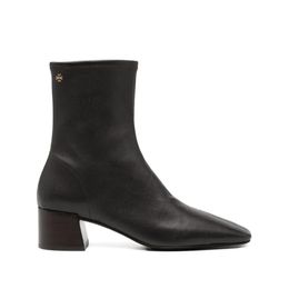 Tory Burch Stiefel - Smooth Leather Ankle Boots With Pointed Toe - Gr. 6_5 - in Schwarz - f&uuml;r Damen
