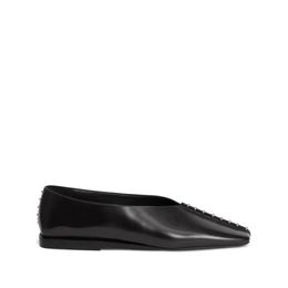 Jil Sander Black Ballerinas With Metallic Stud Accents - Gr. 40 (EU) - in Schwarz