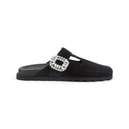 Roger Vivier Black Suede Slippers With Crystal Embellishments - Gr. 40 (EU) - in Schwarz