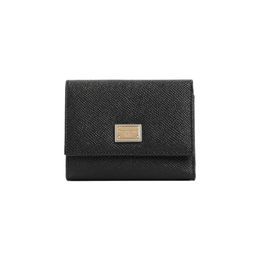 Dolce & Gabbana Dolce&Gabbana Portemonnaies - Black Leather French Flap Wallet - Gr. unisize - in Schwarz - f&uuml;r Damen