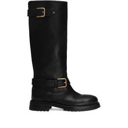 Dolce & Gabbana Dolce&Gabbana Stiefel - Black Ankle Boots With Gold-Tone Buckles - Gr. 38,5 (EU) - in Schwarz - f&uuml;r Damen