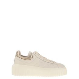 Hogan Low-Top Sneaker - H-Stripes Leather Trainers - Gr. 37 (EU) - in Beige - f&uuml;r Damen
