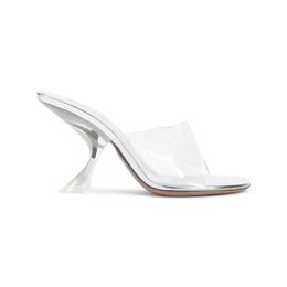 Amina Muaddi Sandalen - Taylor Glass 90 Transparent Pvc Sandals - Gr. 40 (EU) - in Silber - f&uuml;r Damen