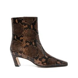 Stuart Weitzman Stiefel - Textured Brown Ankle Boots With Pointed Toe - Gr. 37 (EU) - in Schwarz - f&uuml;r Damen