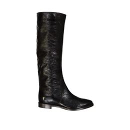 Sergio Rossi Stiefel - Leather Boots With Patent Finish - Gr. 35 (EU) - in Schwarz - f&uuml;r Damen