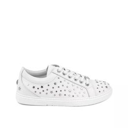 Jimmy Choo Low-Top Sneaker - Cash Star Leather Sneakers - Gr. 39,5 (EU) - in Wei&szlig; - f&uuml;r Damen