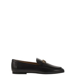 Tod's Leather Loafers With Oval Metal Logo - Gr. 37,5 (EU) - in Schwarz