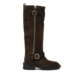 Via Roma 15 Stiefel - High Zip Biker Boots With Adjustable Ankle Straps - Gr. 36,5 (EU) - in Braun - f&uuml;r Damen