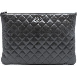 Chanel Clutches - Large Quilted Iridescent Patent O Case Clutch - Gr. unisize - in Schwarz - f&uuml;r Damen