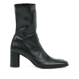 MM6 Maison Margiela Stiefel - Black Leather Ankle Boots - Gr. 38 (EU) - in Schwarz - f&uuml;r Damen