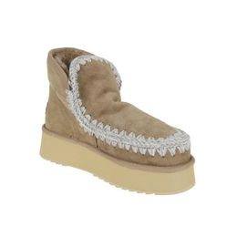 mou Stiefel - Moccasin-Inspired Ankle Boots With Plush Sheep Ski - Gr. 41 (EU) - in Beige - f&uuml;r Damen